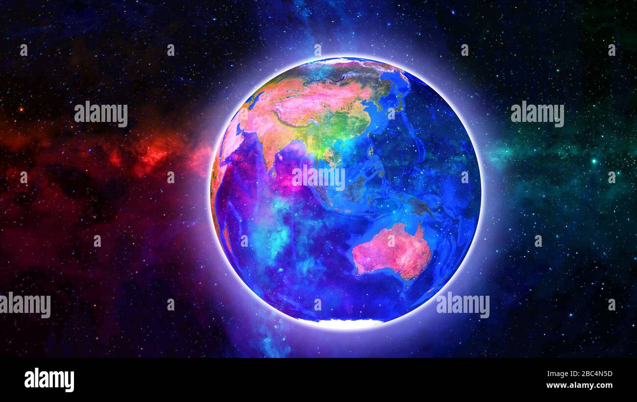 High Resolution Planet Earth view. The World Globe from Space in a star ...