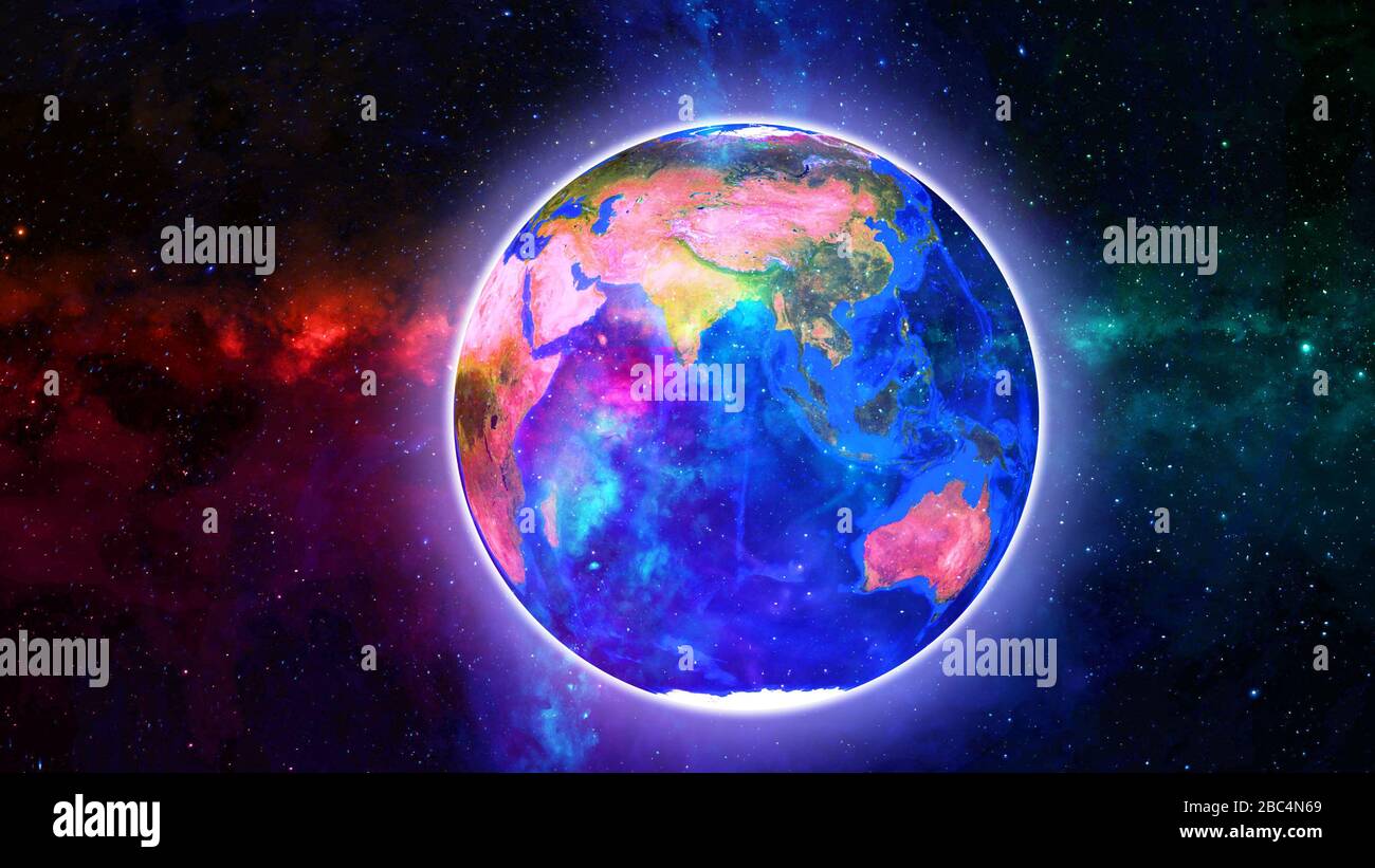 High Resolution Planet Earth view. The World Globe from Space in a star ...