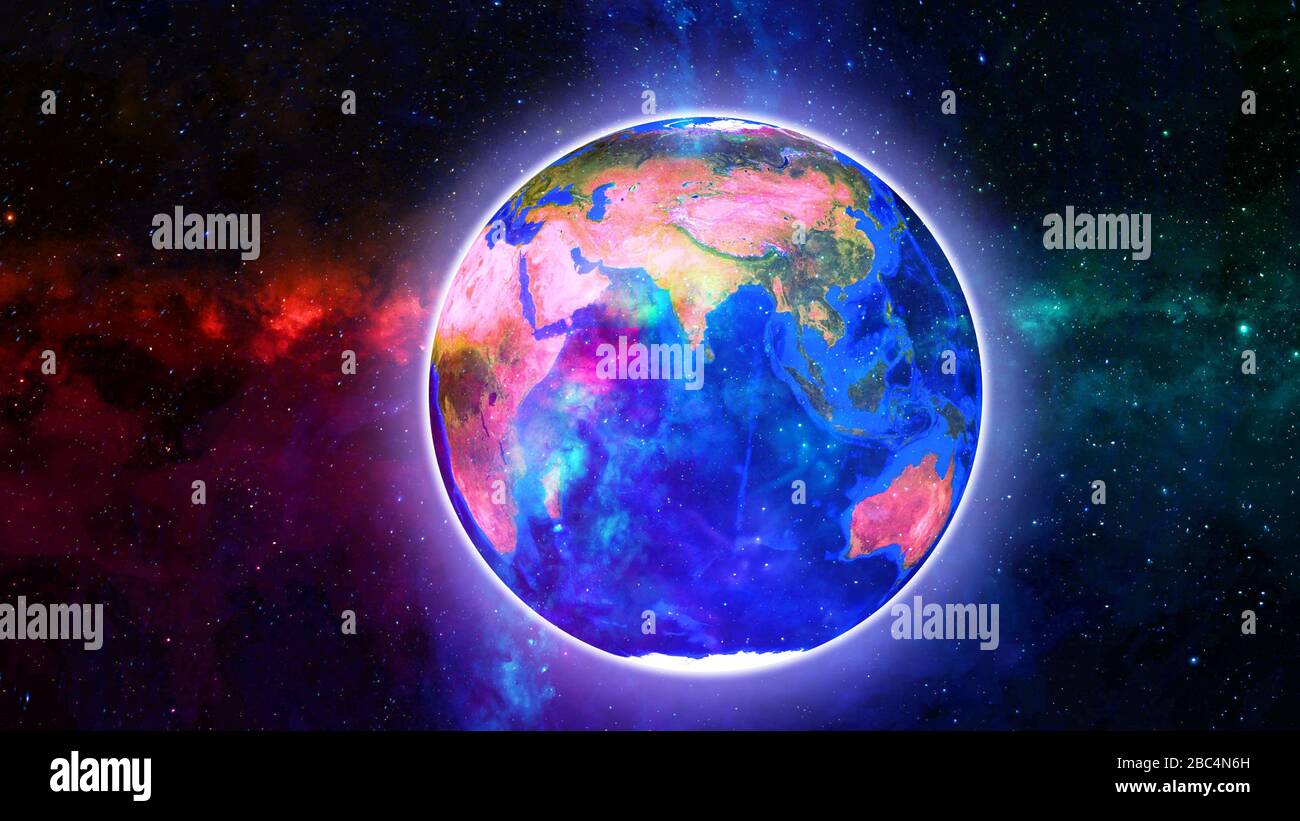 High Resolution Planet Earth view. The World Globe from Space in a star ...