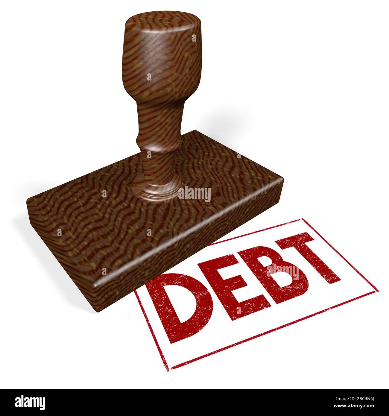 3D rubber stamp - debt Stock Photo - Alamy