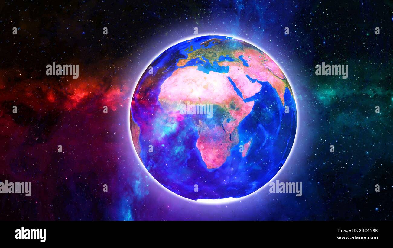 High Resolution Planet Earth view. The World Globe from Space in a star ...