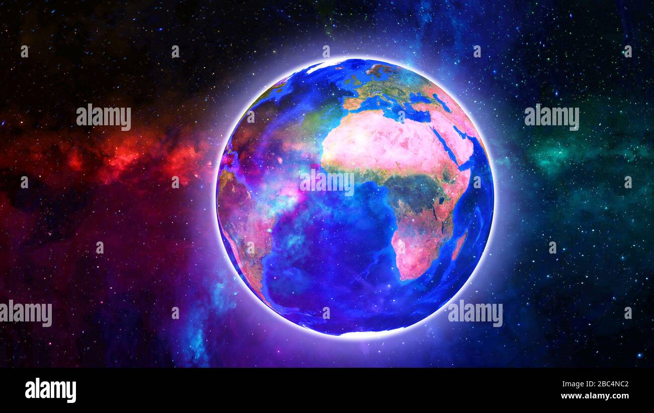 High Resolution Planet Earth view. The World Globe from Space in a star ...