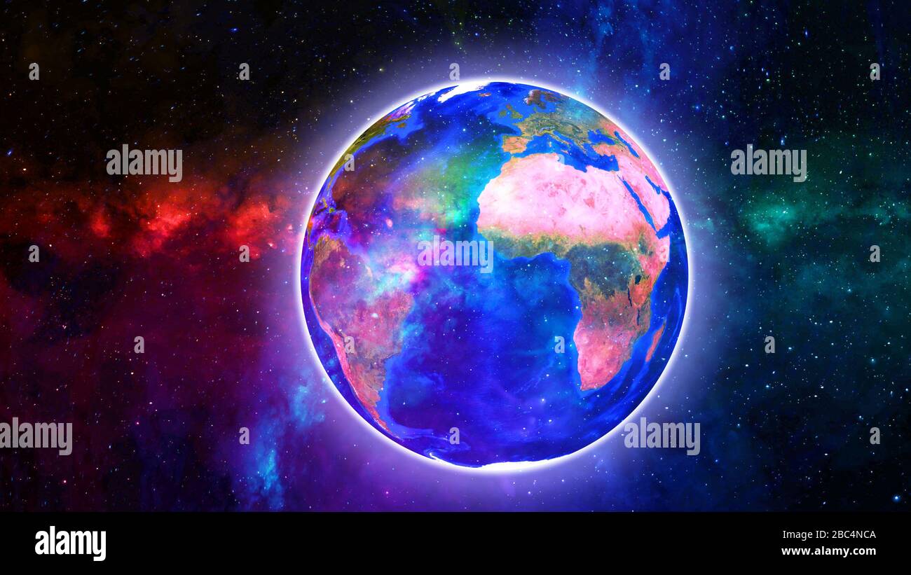 High Resolution Planet Earth view. The World Globe from Space in a star ...