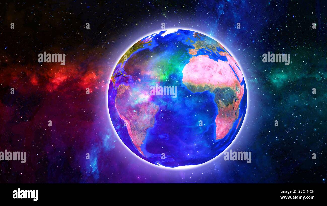 High Resolution Planet Earth view. The World Globe from Space in a star ...