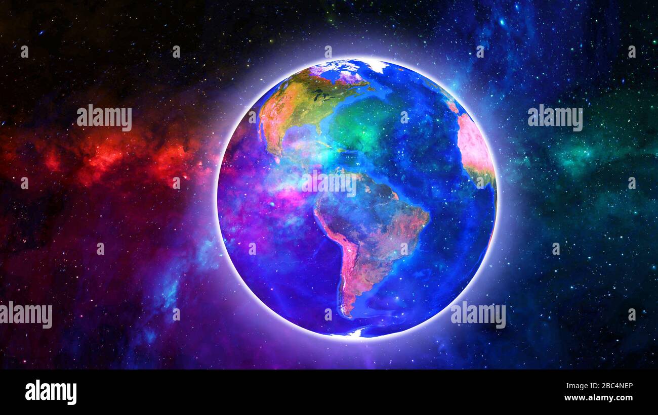 High Resolution Planet Earth view. The World Globe from Space in a star ...