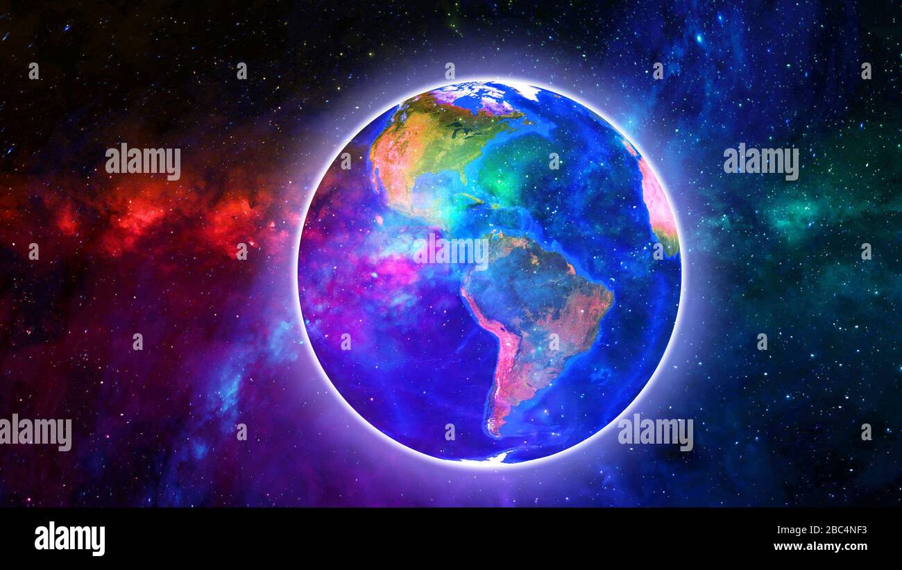 High Resolution Planet Earth view. The World Globe from Space in a star ...