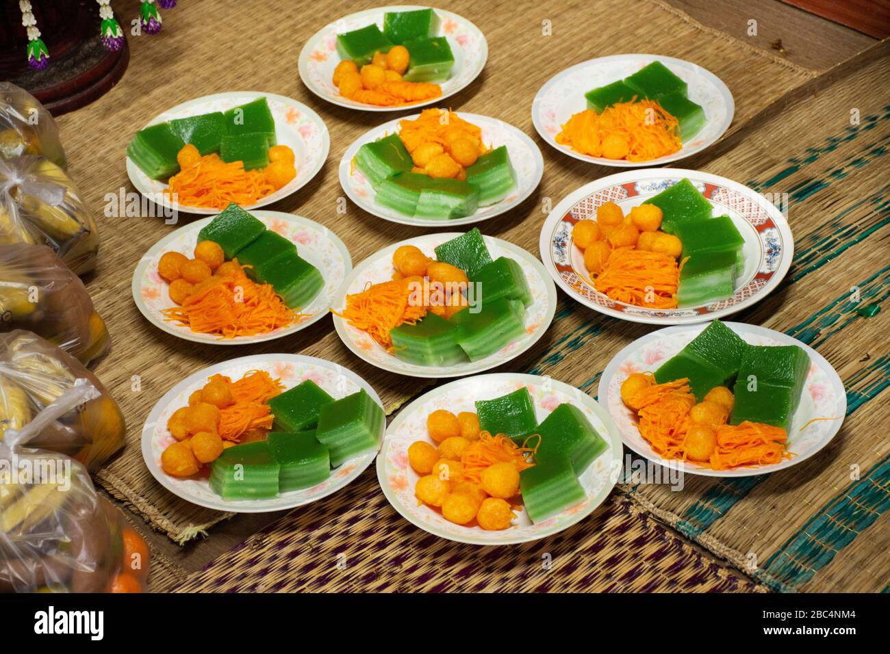 Thai local food set for serve guest people join in married traditional ...