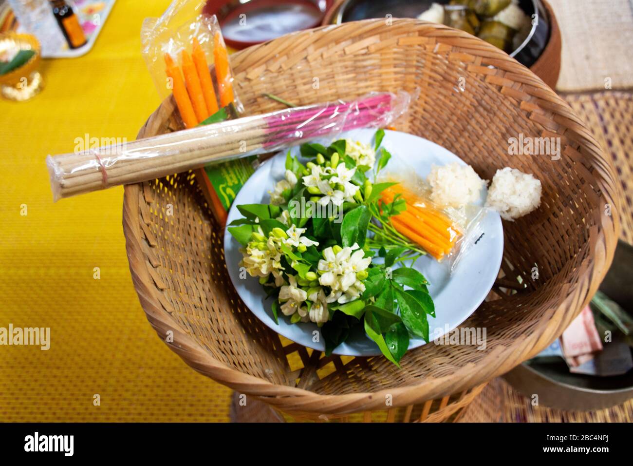 Sacrificial offering set thai style rite in Ceremony Wrist Tying Thai ...