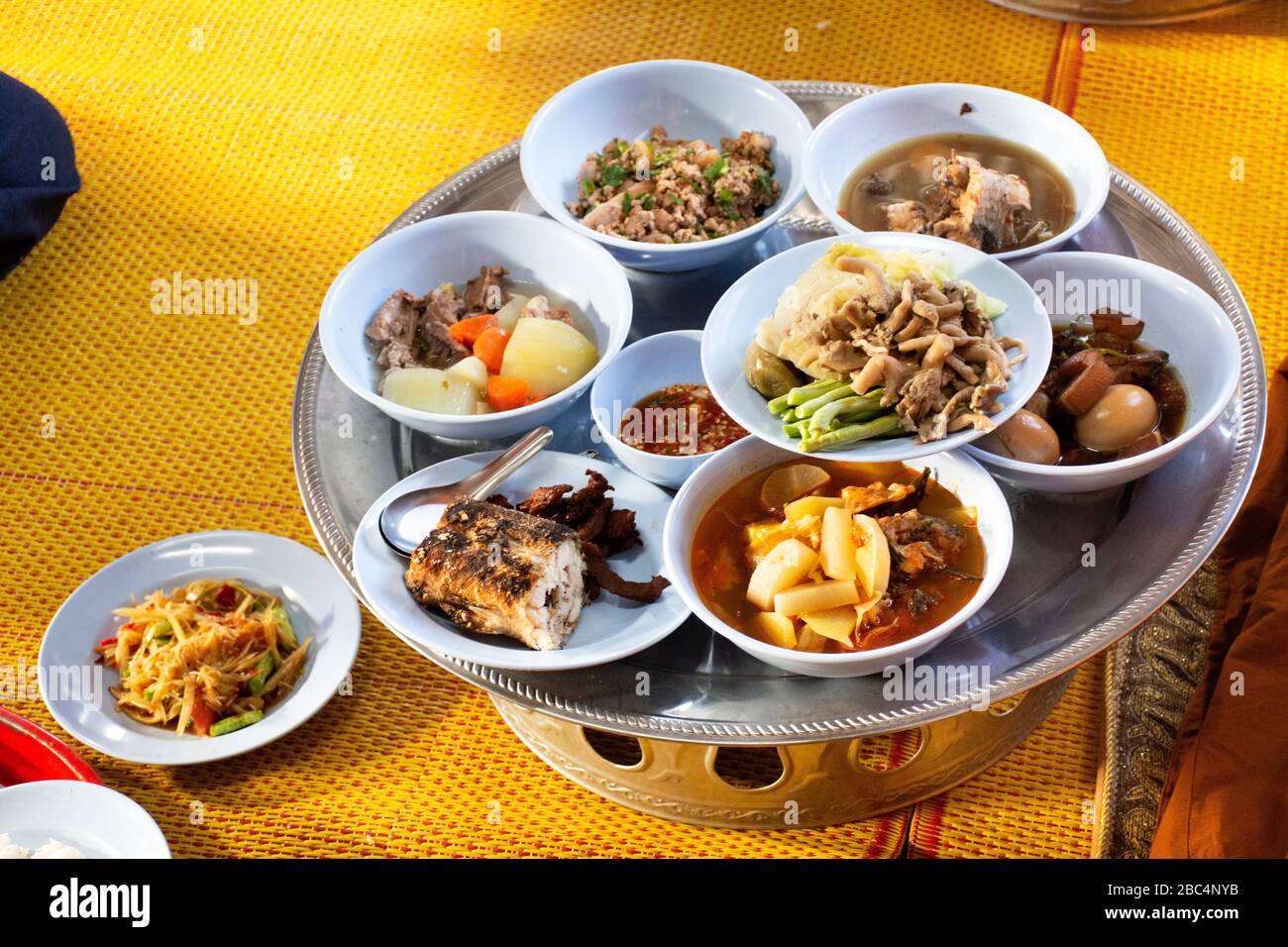 Thai local food set for serve guest people join in married traditional ...