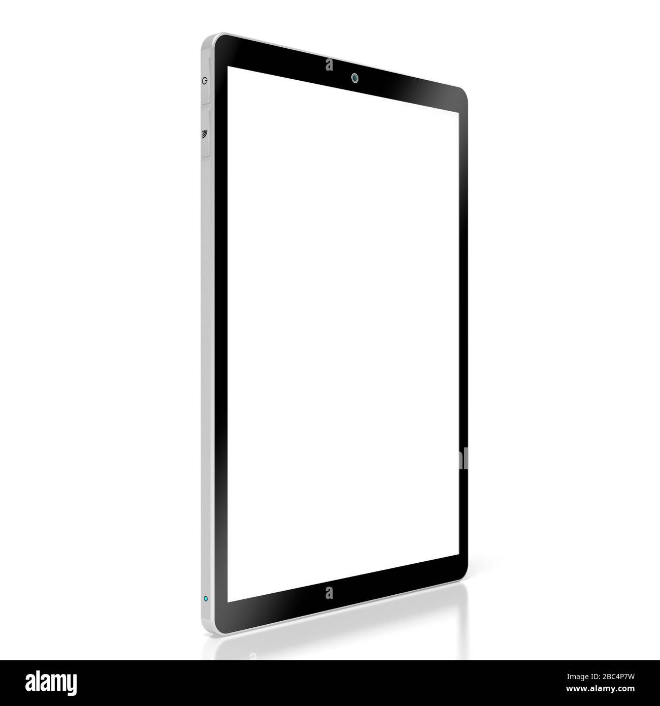 3D brandless tablet with empty screen isolated on white background ...