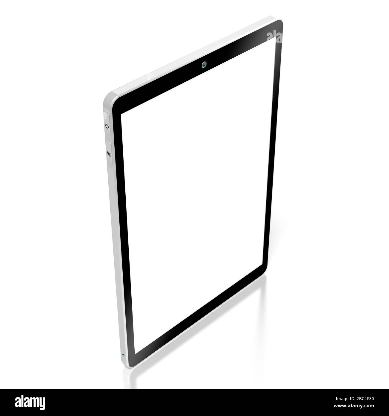 3D brandless tablet with empty screen isolated on white background ...