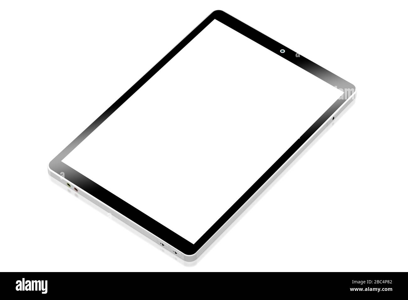 3D brandless tablet with empty screen isolated on white background ...