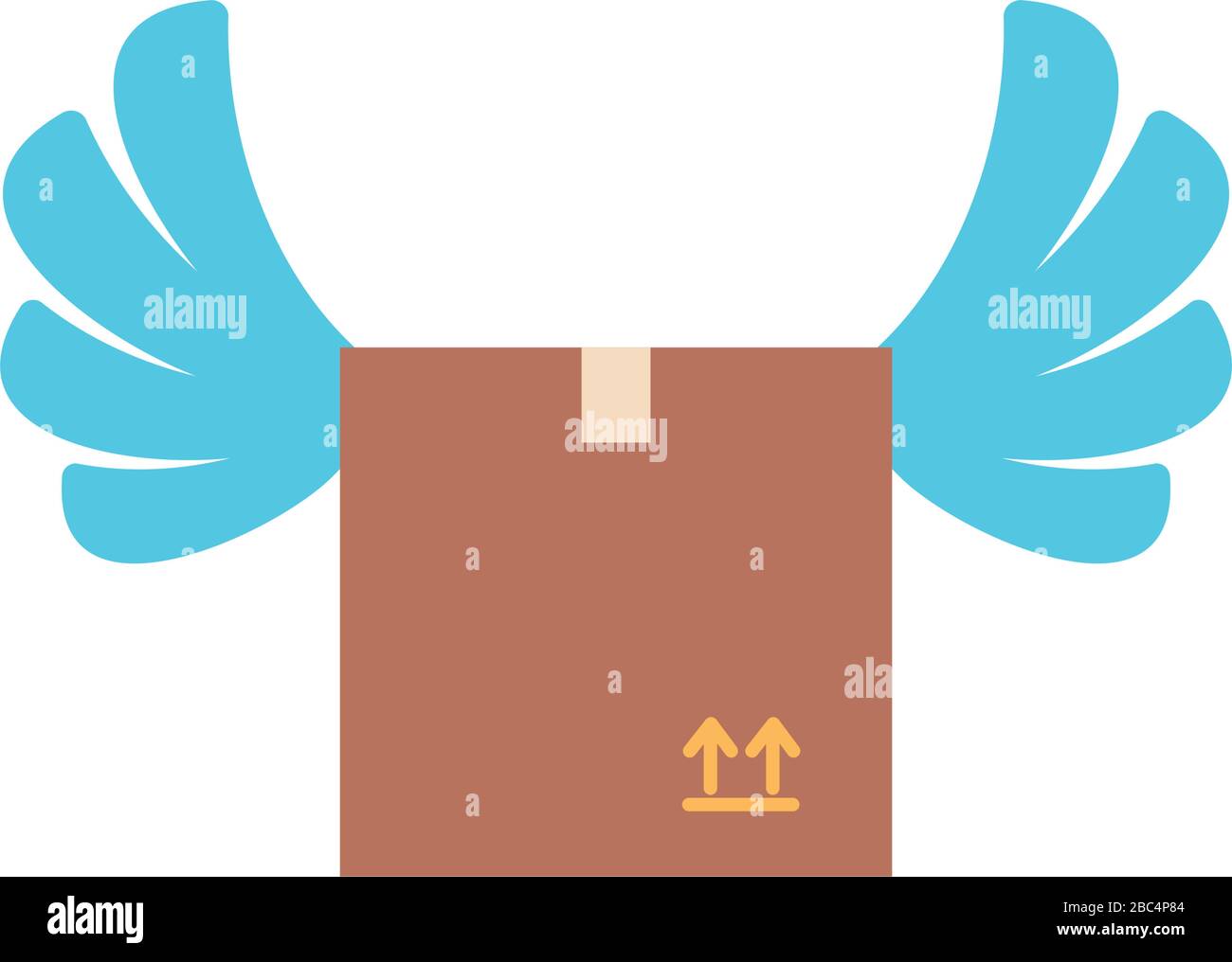 package box with wings icon over white background, flat style, vector ...