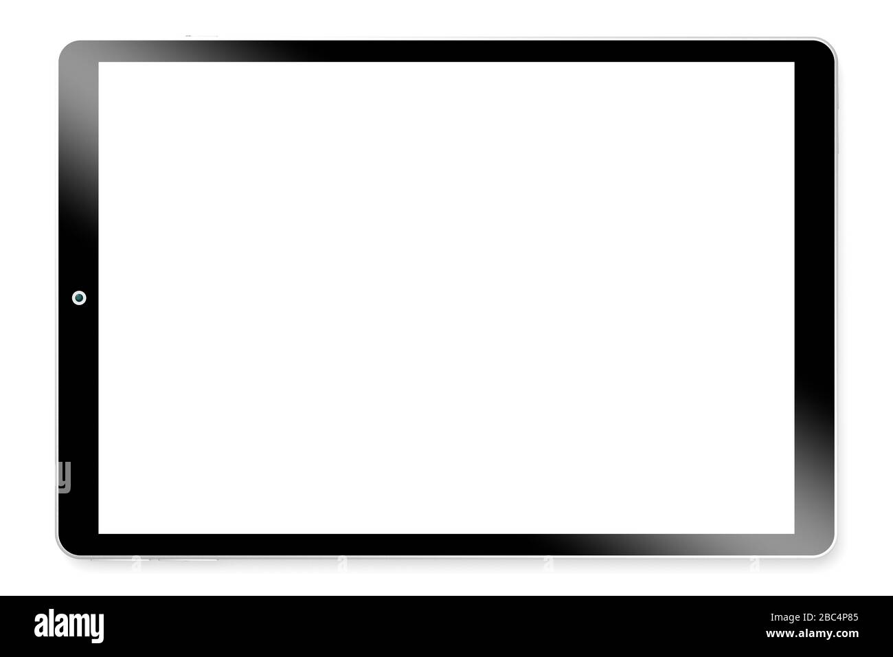 3D brandless tablet with empty screen isolated on white background ...