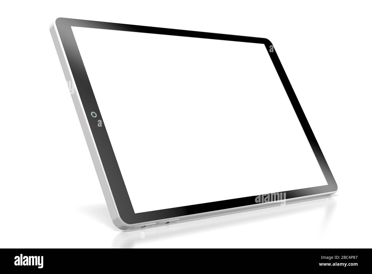 3D brandless tablet with empty screen isolated on white background ...