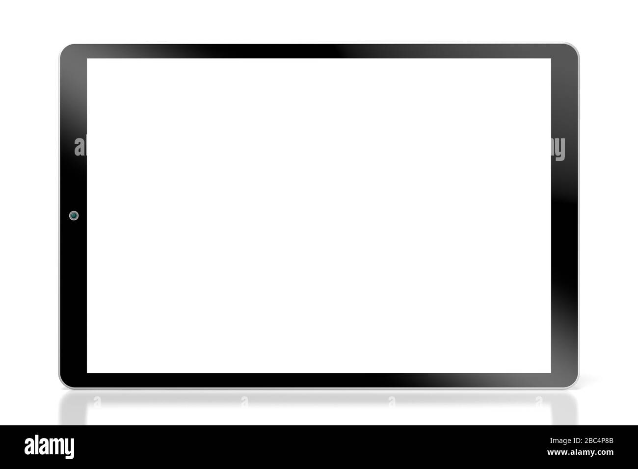 3D brandless tablet with empty screen isolated on white background ...
