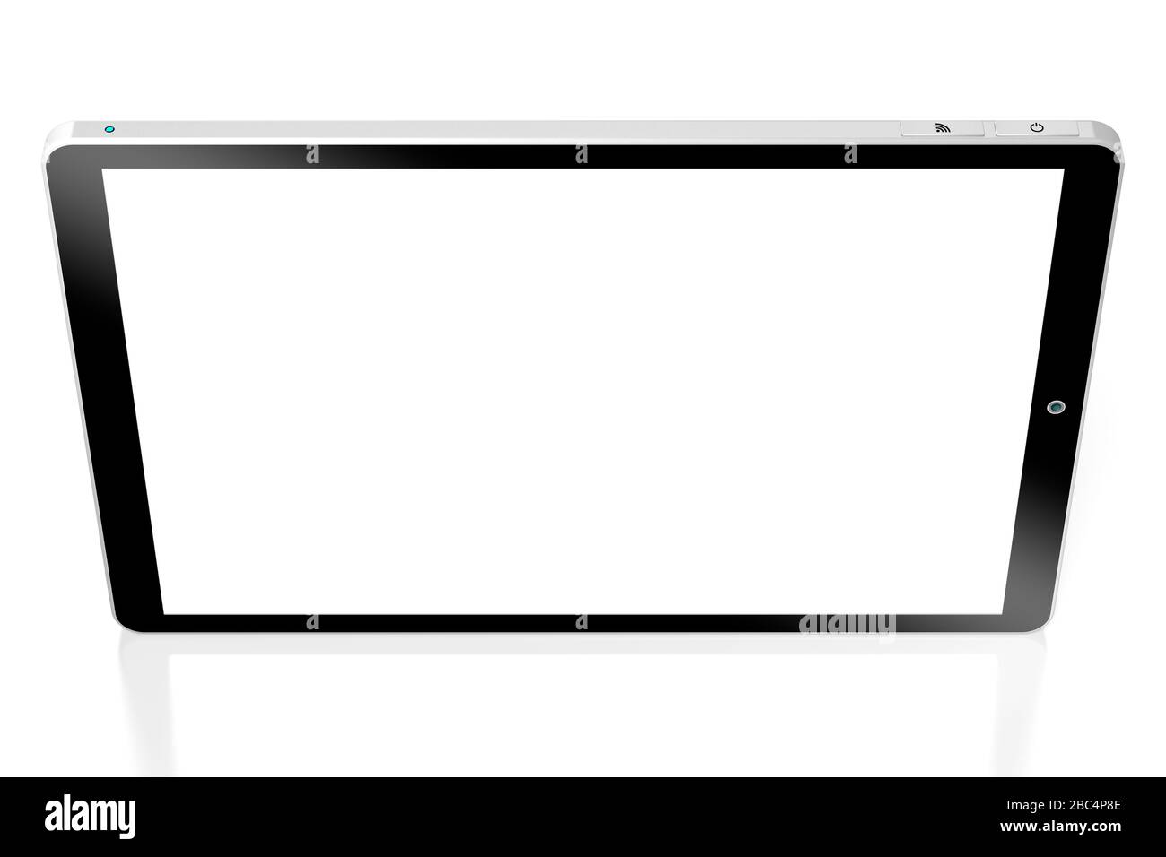 3D brandless tablet with empty screen isolated on white background ...