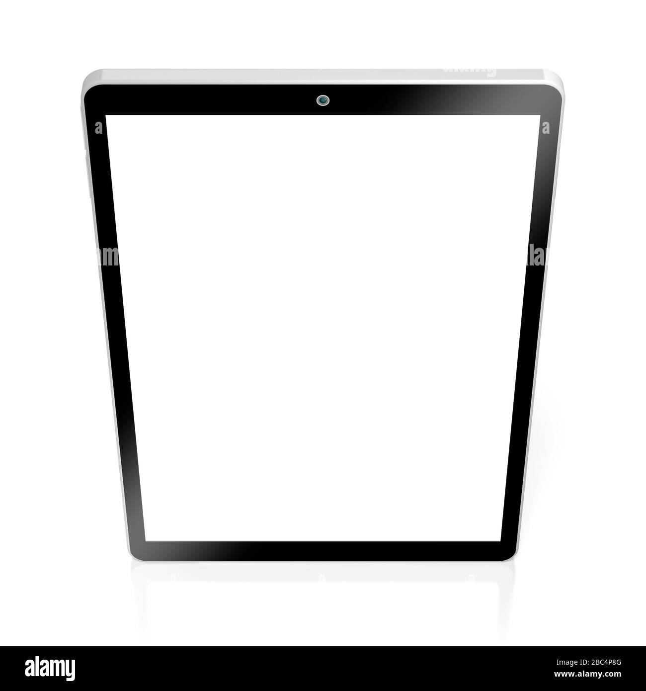 3D brandless tablet with empty screen isolated on white background ...