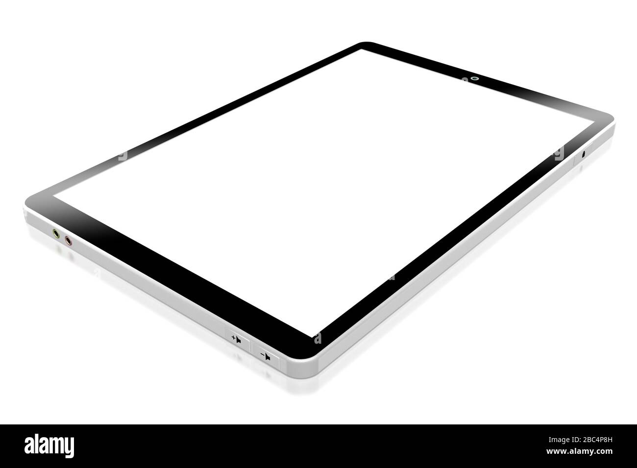 3D brandless tablet with empty screen isolated on white background ...
