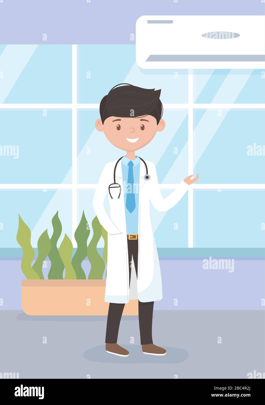 physician with stethoscope in hospital medical staff professional ...