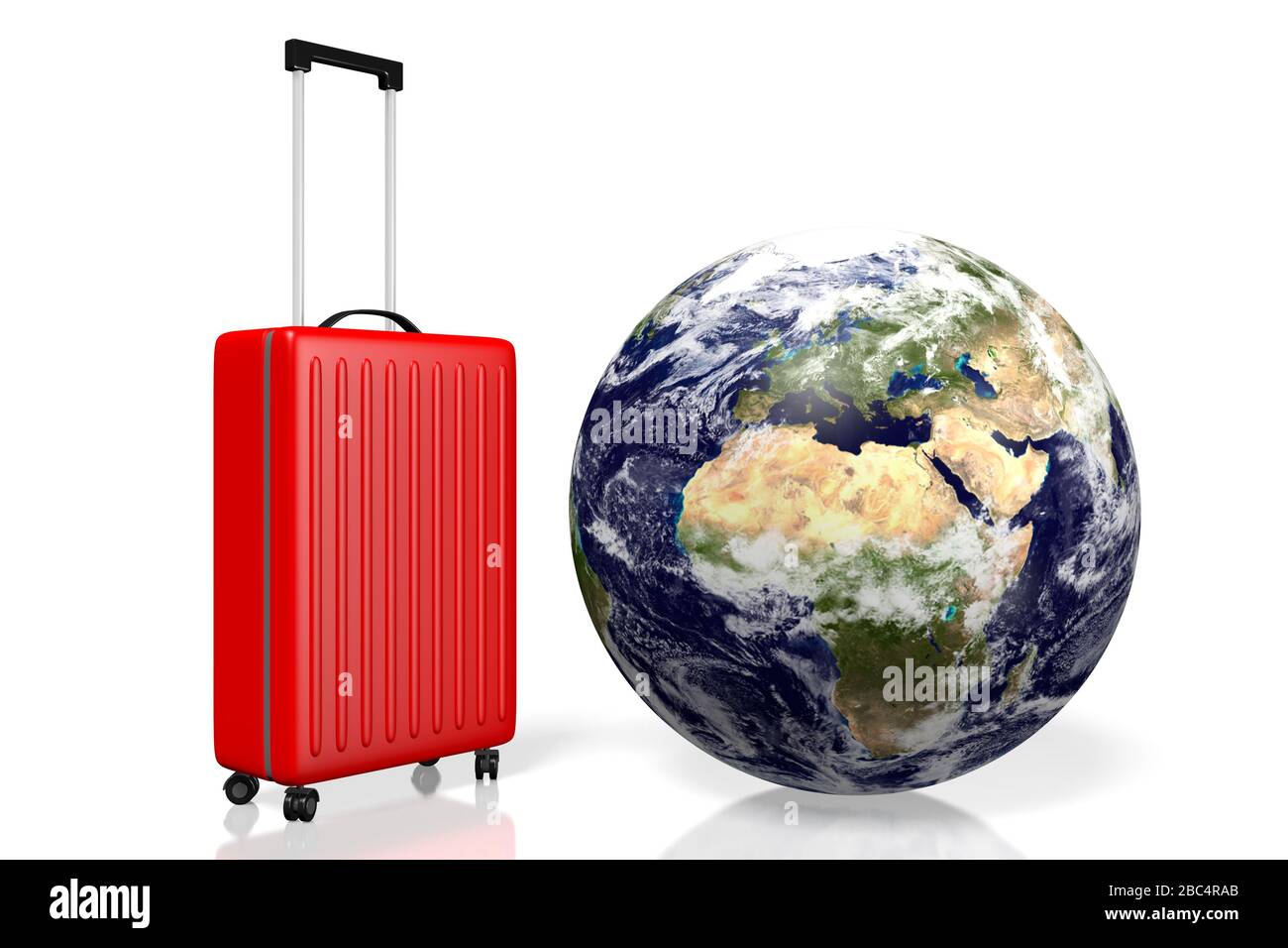 3D suitcase, world map - travel concept Stock Photo - Alamy
