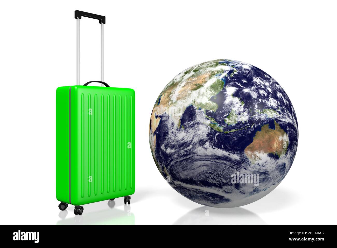 3D suitcase, world map - travel concept Stock Photo - Alamy