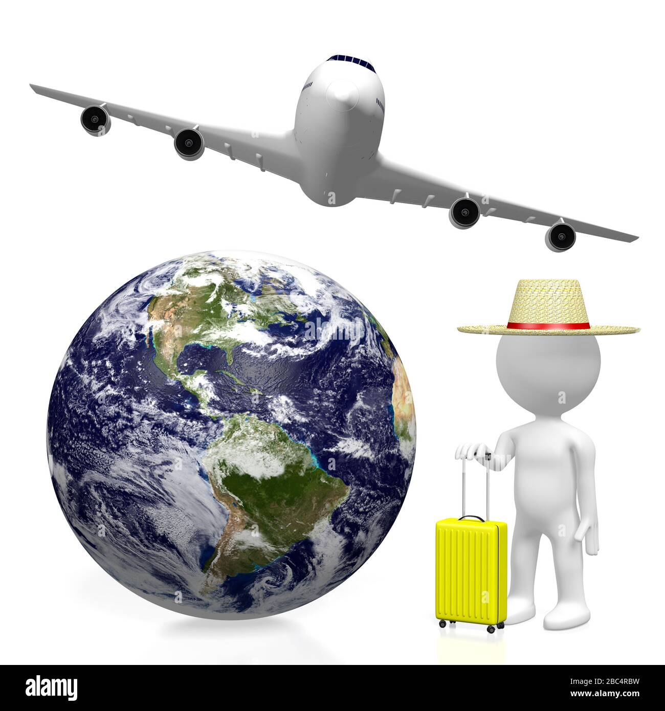3D Earth, plane, traveller Stock Photo - Alamy