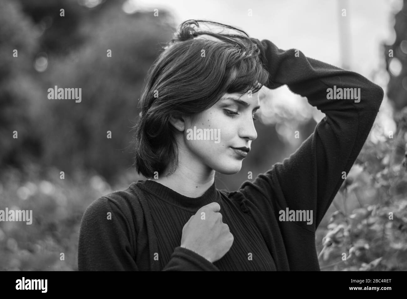 Emotional woman enjoying the sunset outdoors Stock Photo - Alamy