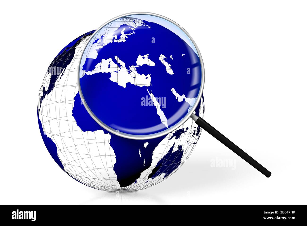 3D Earth, magnifying glass - travel concept Stock Photo - Alamy