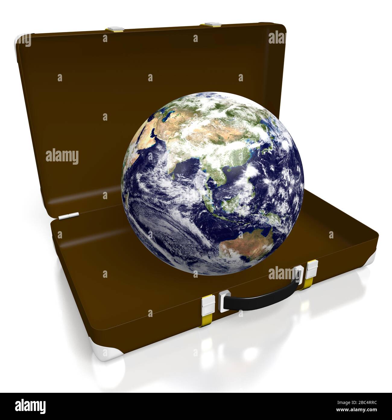 3D world map, suitcase - travel concept Stock Photo - Alamy