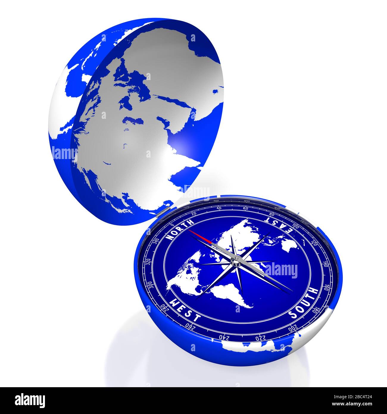 3D world map, compass - travel concept Stock Photo - Alamy