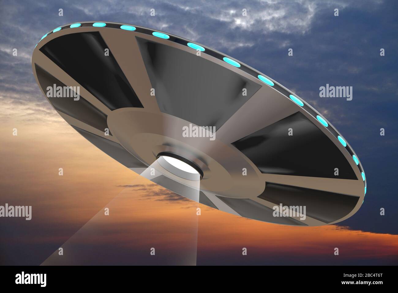 UFO, sky in background - 3D rendering Stock Photo - Alamy