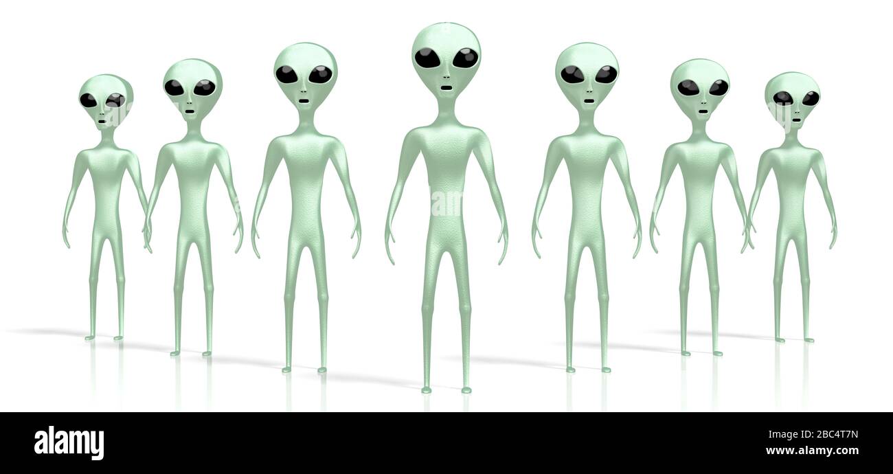 Green aliens, extraterrestrials - 3D rendering Stock Photo - Alamy