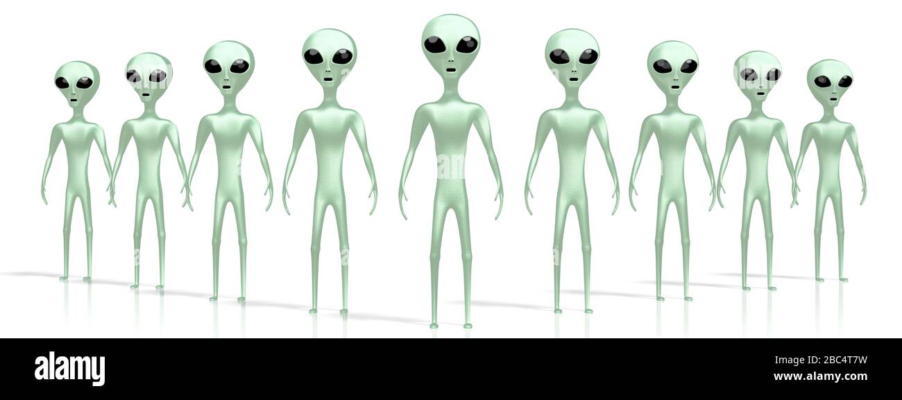 Green aliens, extraterrestrials - 3D rendering Stock Photo - Alamy