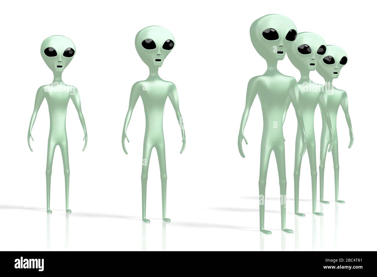 Green aliens, extraterrestrials - 3D rendering Stock Photo - Alamy