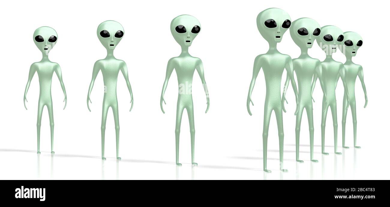 Green aliens, extraterrestrials - 3D rendering Stock Photo - Alamy