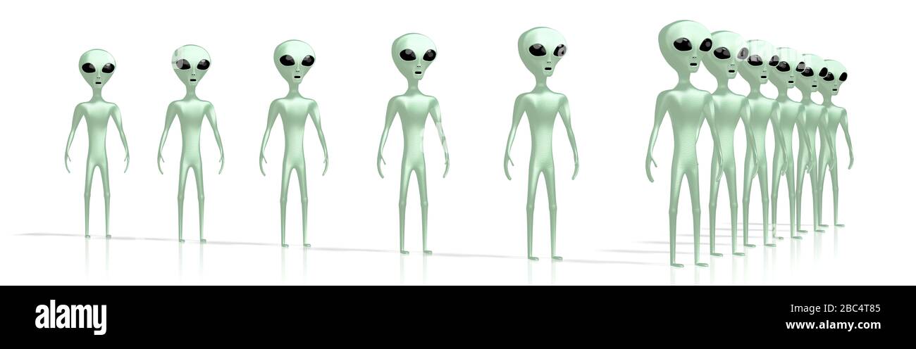 Green aliens, extraterrestrials - 3D rendering Stock Photo - Alamy