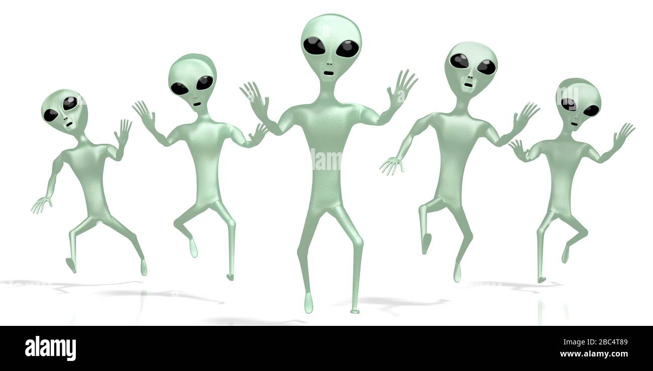 Green aliens, extraterrestrials - 3D rendering Stock Photo - Alamy