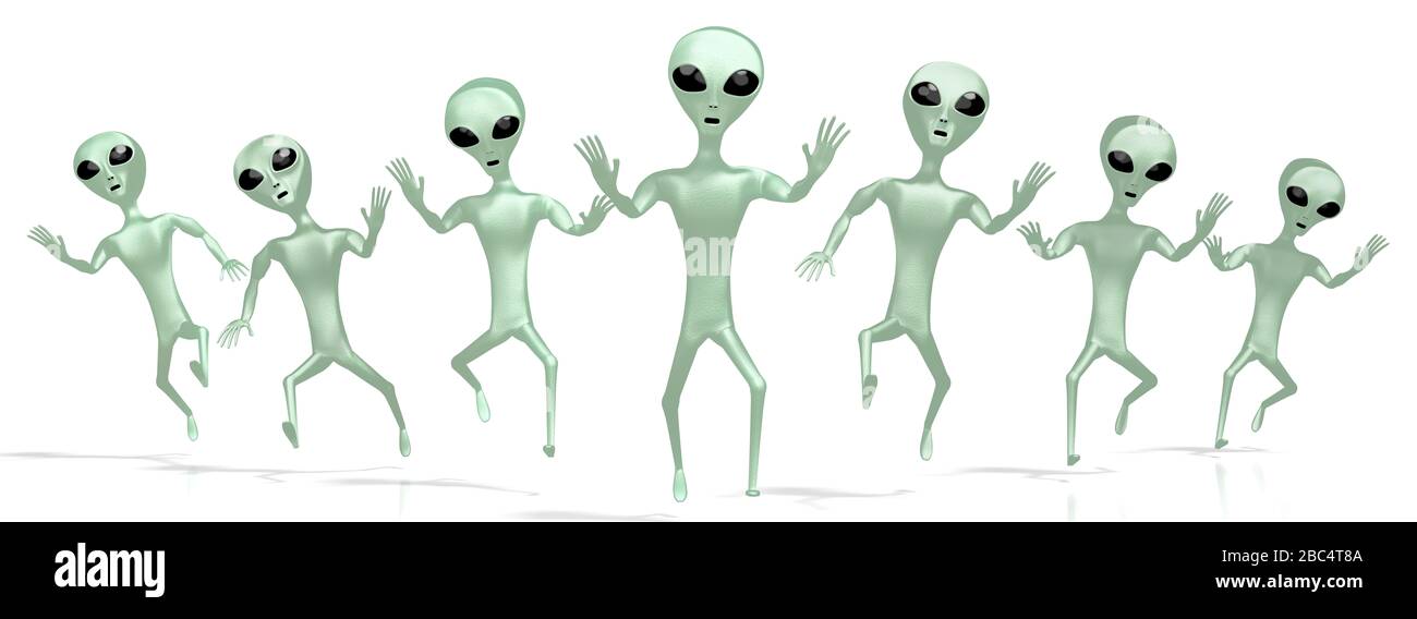 Green aliens, extraterrestrials - 3D rendering Stock Photo - Alamy