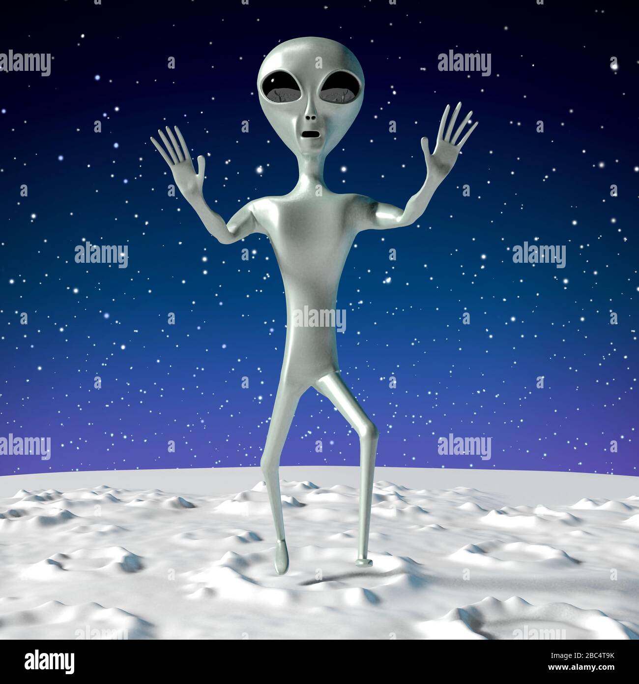 Alien/ extraterrestrial jumping - 3D rendering Stock Photo - Alamy