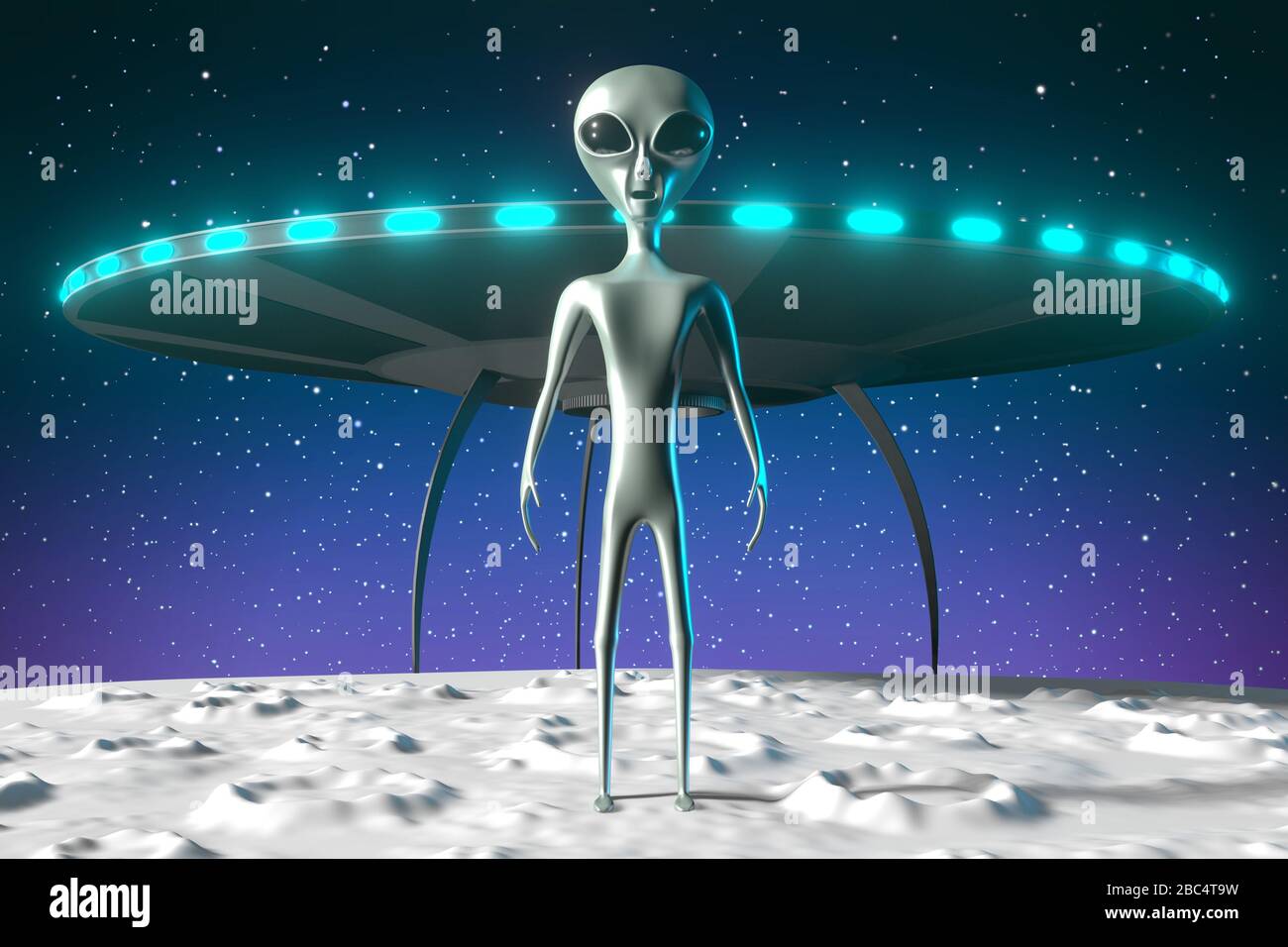 Cartoon Illustration Funny Alien Spaceship High Resolution Stock ...