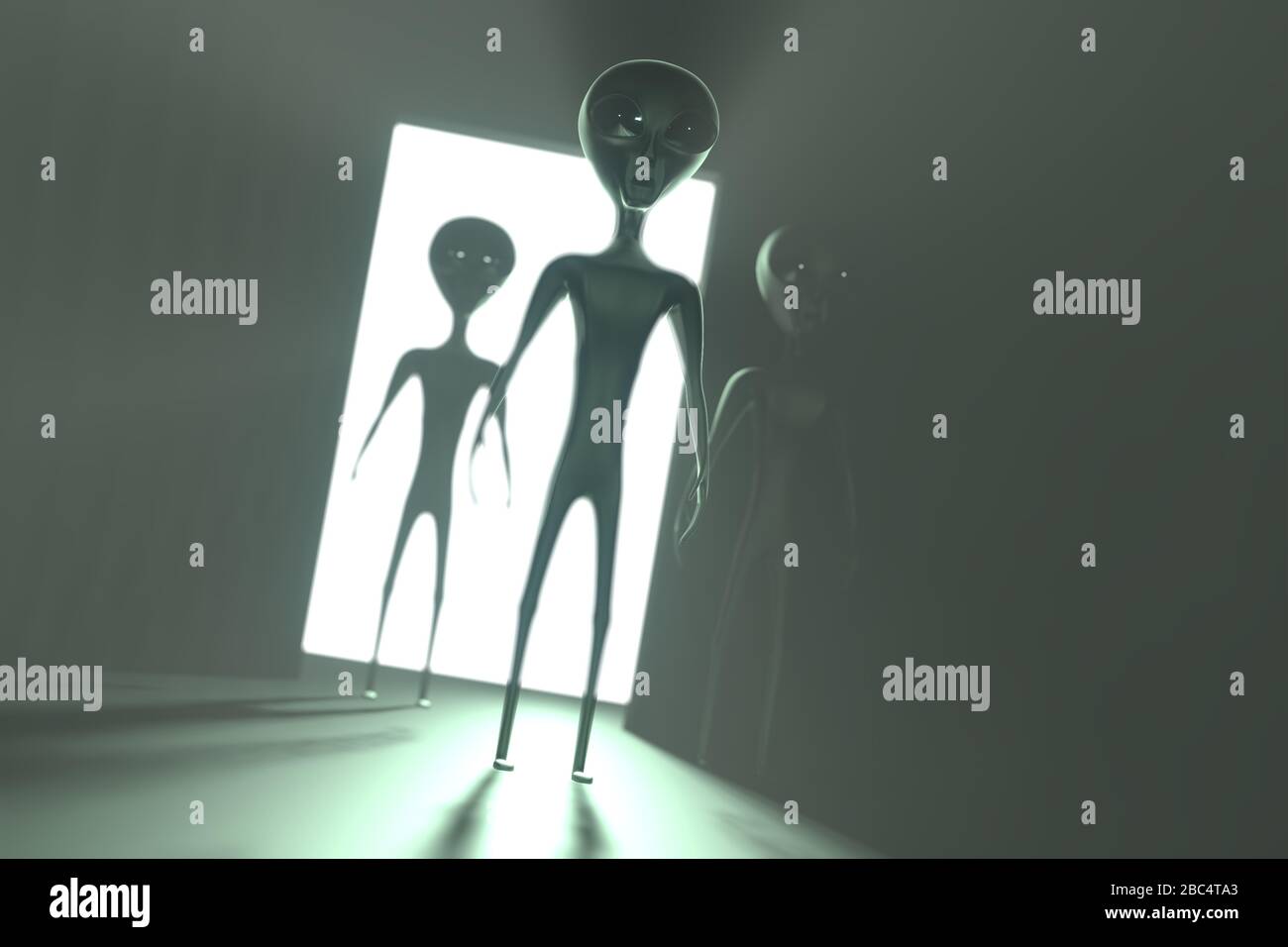 Aliens/ extraterrestrials, door with light - 3D rendering Stock Photo ...