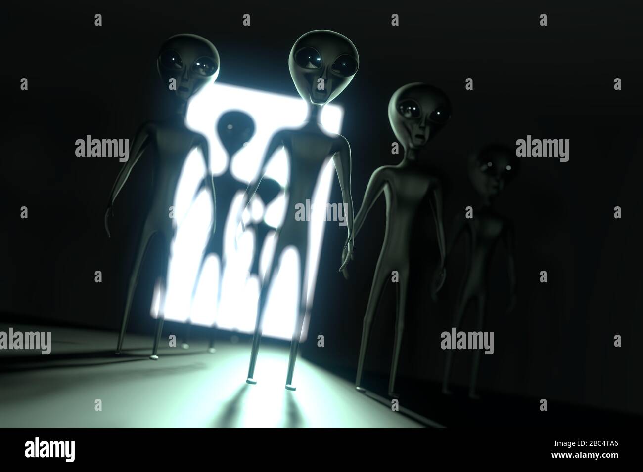 Aliens/ extraterrestrials, door with light - 3D rendering Stock Photo ...
