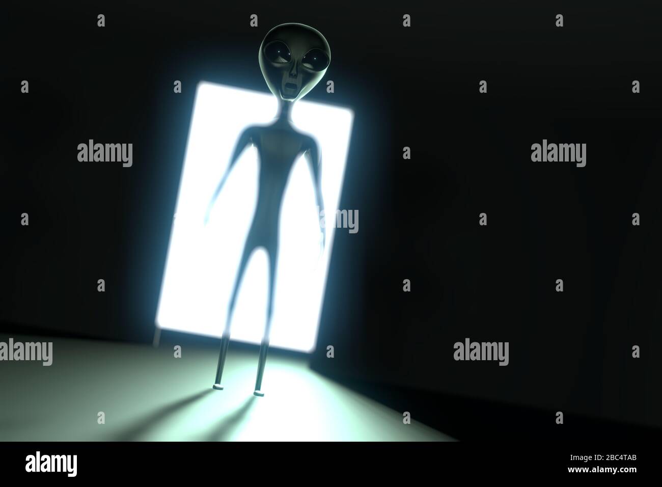 Alien/ extraterrestrial, door with light - 3D rendering Stock Photo - Alamy