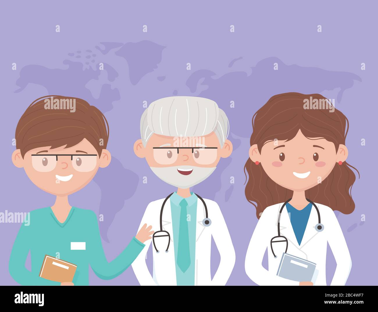 old and young team medical staff professional practitioner cartoon ...