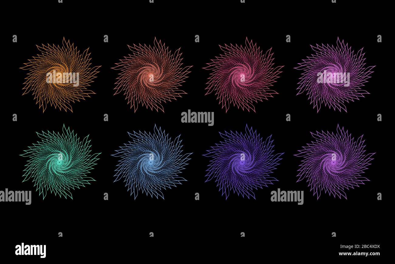 Eight kinds of Abstract Flowers designs with eight different colors ...