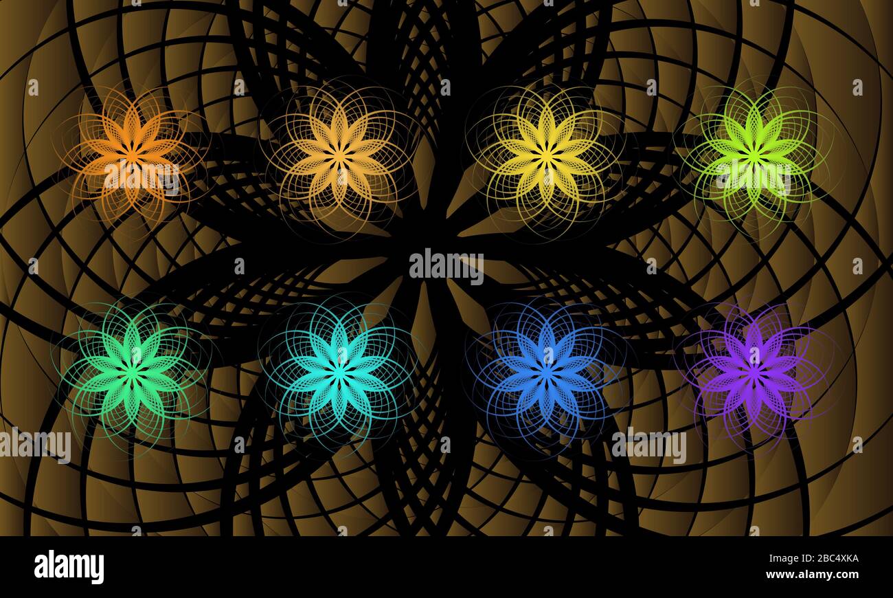 Eight kinds of Abstract Flowers designs with eight different colors ...