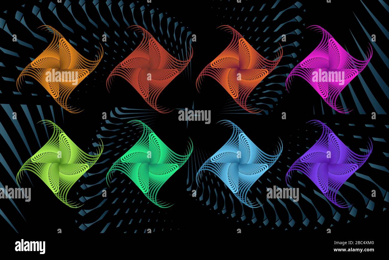 Eight kinds of Abstract Flowers designs with eight different colors ...