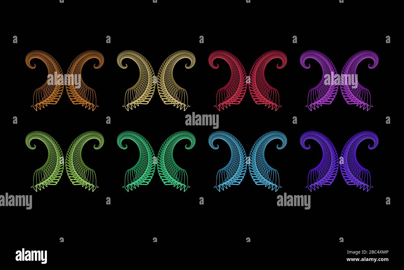 Eight kinds of Abstract Horn designs with eight different colors. This ...
