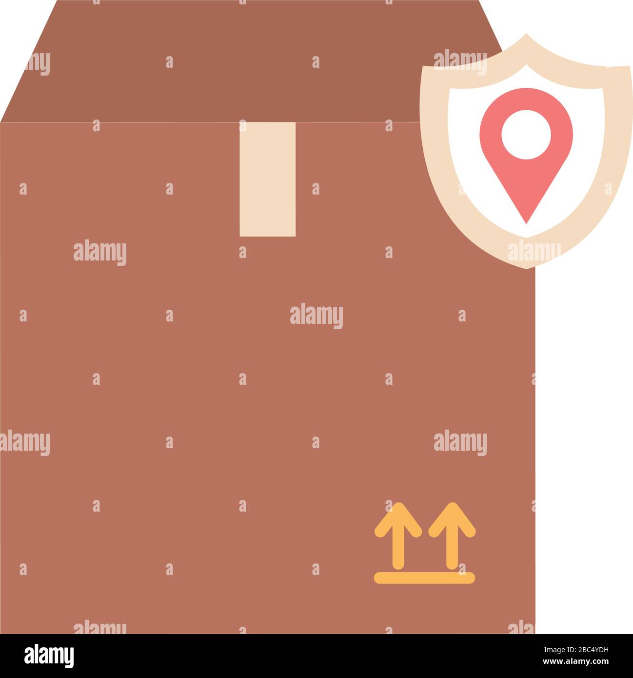 package box with location pin icon over white background, flat style ...